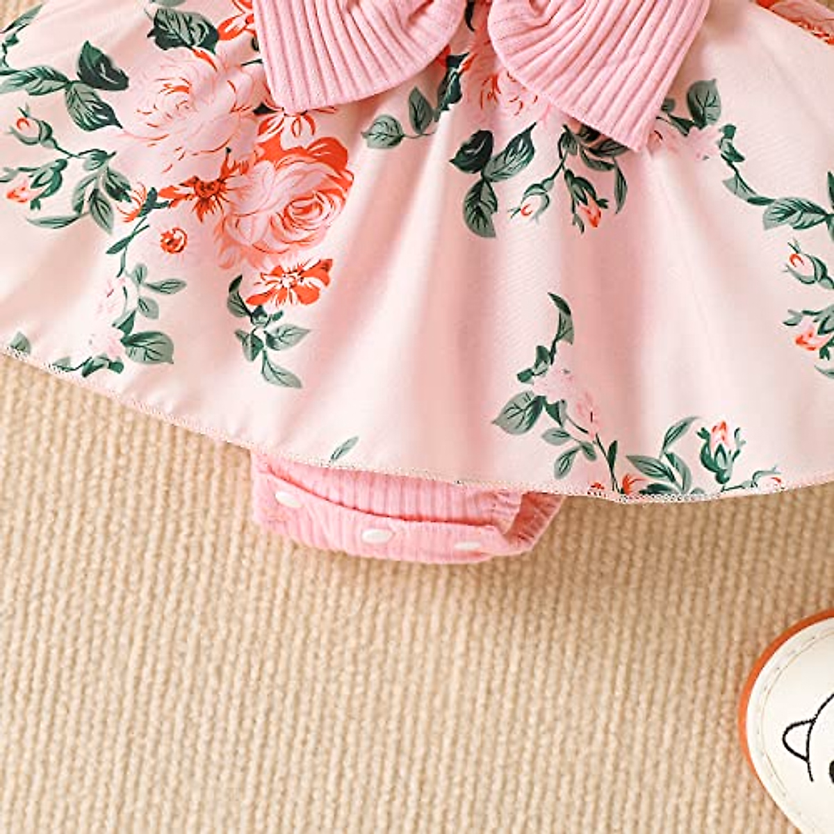 Mubineo Baby Girl Summer Clothes Outfits Sleeveless Lace Floral Romper Dress Newborn Outfit (Pink, 3-6 Months)