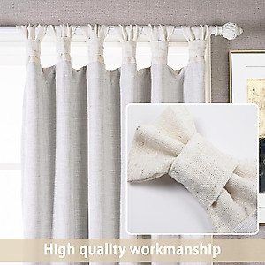 DriftAway Twist Tab Linen Textured Lined Thermal Insulated Blackout Linen Curtains Solid Farmhouse and Modern Rustic Curtains for Living Room Bedroom 2 Panels 52 Inch by 84 Inch Ivory