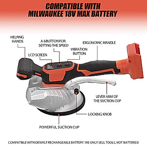 Tile Vibration Leveling Machine, Cordless Tile Vibration Installation Tool Compatible with Milwaukee 18V Battery with 8 Speed, Suction Cup, Digital Display for Floor Tile Wall(Tools Only)
