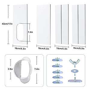 BROSYDA Portable Air Conditioner Window Vent Kit, Upgraded Seamless Portable AC Vent Kit with 5.9" Diameter of Exhaust Hose & Universal Coupler, Adjustable Window Seal Kit for Sliding Window