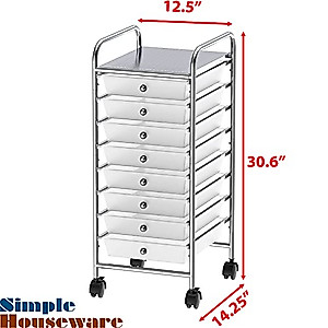 SimpleHouseware 8-Drawers Rolling Storage Cart, Chrome
