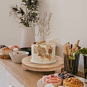 HULISEN Wood Risers for Decor, 10 Inch Round Wooden Pedestal Stand for Indoor Plant Pot Riser, Set of 2 Farmhouse Rustic Decorative Display Tray for Kitchen Counter and Bathroom Table (Natural)