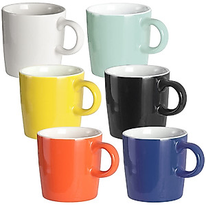 homEdge Mini Procelain Espresso Cup, 4 Ounces / 120 ml Tiny Coffee Mugs Ceramic Demitasse for Espresso, Tea- Set of 6, Assorted Color