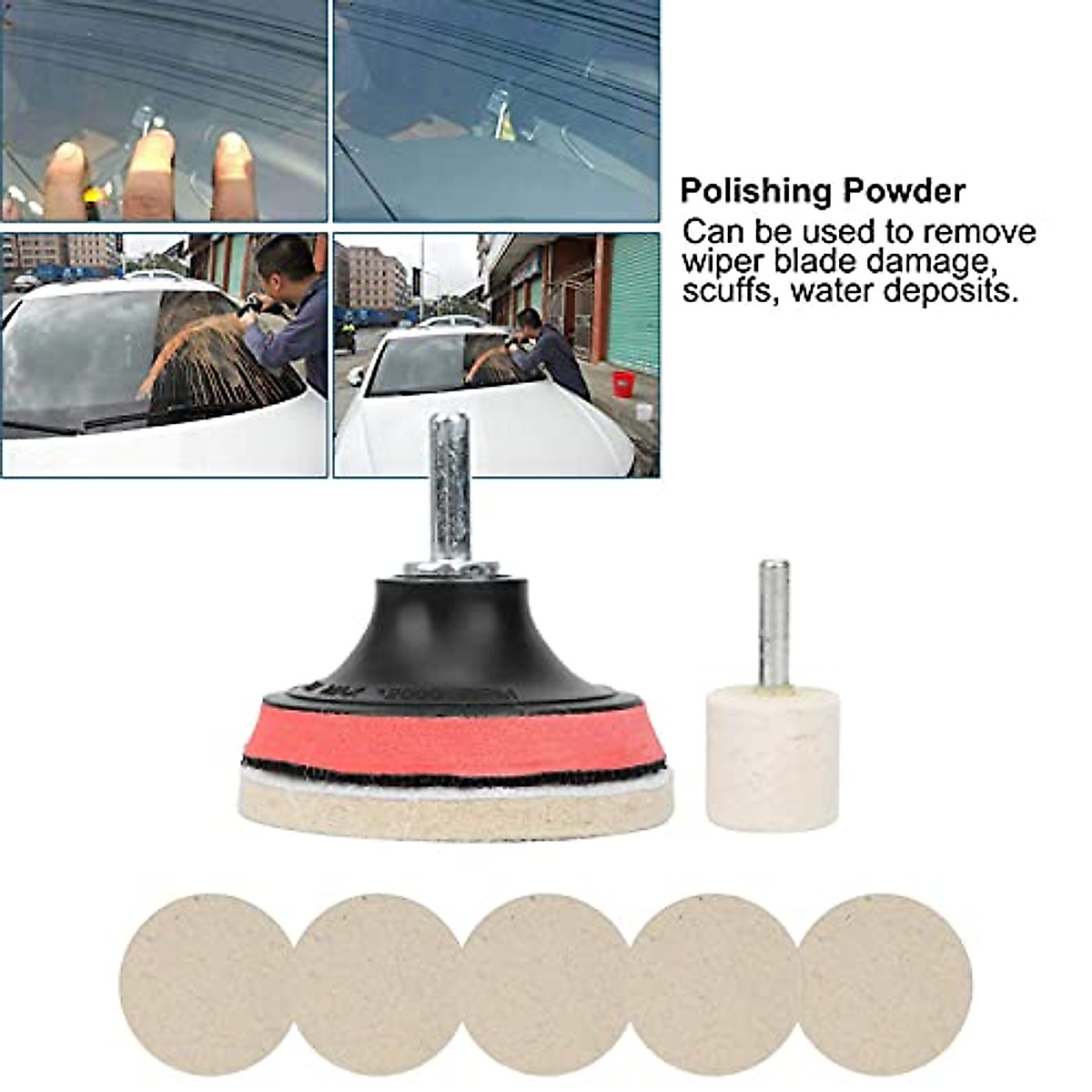 Glass Polishing Kit Car Windscreen Glass Scratch Remover 100g Cerium Oxide Powder Polishing Kit Wheels Set Polish Pads