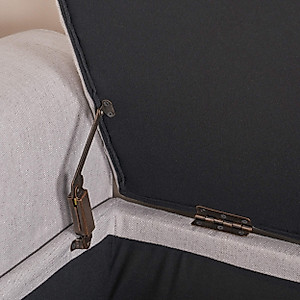 Christopher Knight Home Keiko Fabric Armed Storage Bench, Light Grey