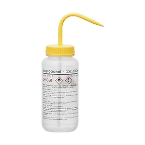 EISCO Wash Bottle for Isopropanol, 500ml - Labeled with Color Coded Chemical & Safety Information (4 Colors) - Wide Mouth, Self Venting, Low Density Polyethylene Labs