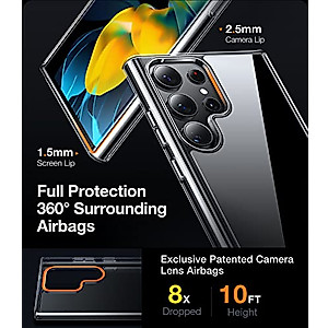 TORRAS Diamond Clear Designed for Samsung Galaxy S23 Ultra Case, [Never Yellowing][Military Grade Anti-Drop] Hard Back Soft Slim Thin Shockproof Phone Case for Galaxy S23 Ultra 6.8", Crystal Clear