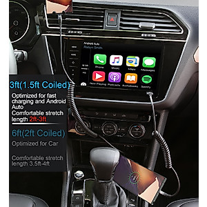 USB C Cable 6ft, 2Pack USB A to USB C 3A Fast Charging, Coiled Type C Charger Cord for Car USB-C Cable Compatible with Samsung Galaxy A10e A20 A50 A51 A71 S20 S10 S9 S8 Plus S10E Note 20 10 9