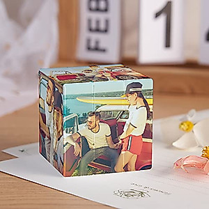 Custom Photo Cube for Pictures, Rubik's Cube Multi Picture Frame Photo Block Collage Personalized Puzzle Cube - Best Gift for Mother Husband Friends