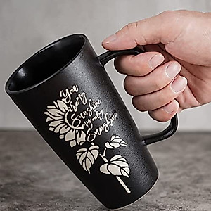 Taimei Teatime Ceramic Tea Mug with Infuser and Lid, 15.5 oz Tea Infuser Mug with Large Strainer for Steeping Loose Leaf Tea, Women Man Office Home Gift, Black