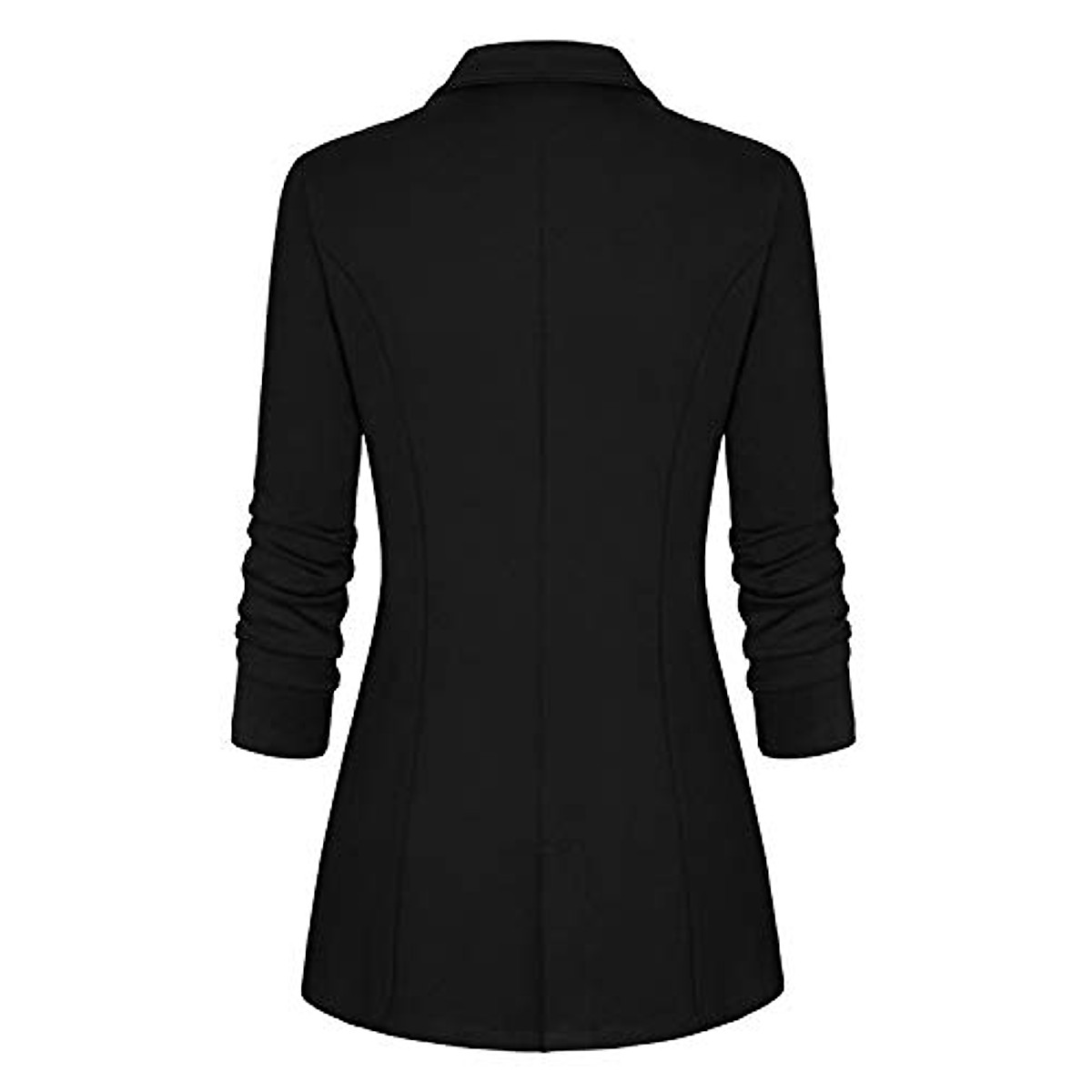 Genhoo Women's Long Stretchy Sleeve Open Front Lightweight Work Office Blazer Jacket Black L