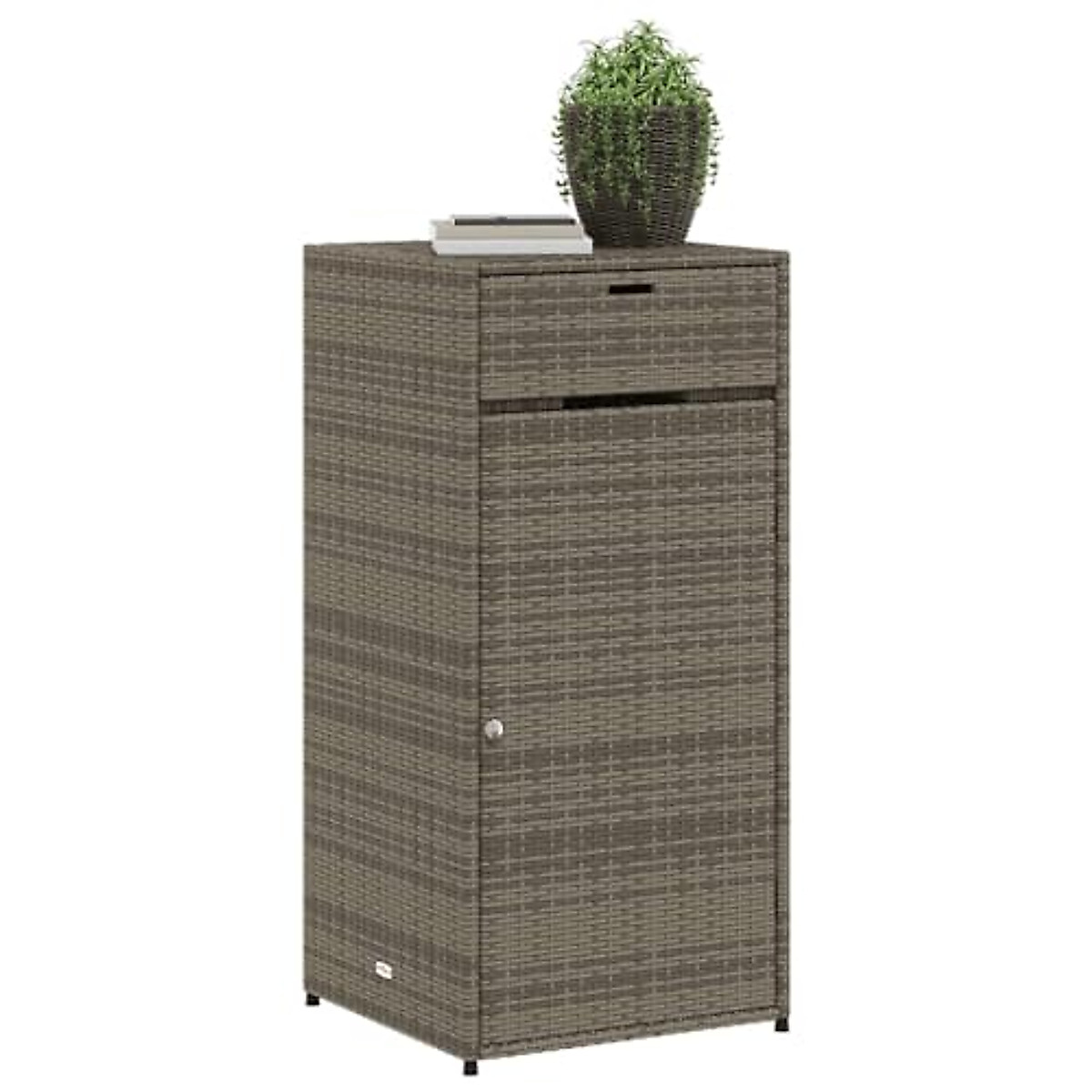 Gecheer Patio Storage Cabinet Outdoor Garden Storage Organizers Gray 21.7"x21.7"x43.7" Poly Rattan 0223078C 0224078C