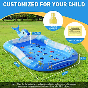 G-TING Splash Pad Sprinkler for Dogs Kids, 4 in 1 Dolphin Inflatable Sprinkler Kiddie Splash Pool for Kids, Summer Backyard Sprinkler Pad & Splash Play Mat Outdoor Water Toys for Toddlers 1-3 4-8