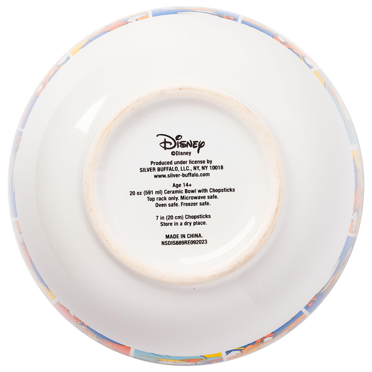 Silver Buffalo Disney Donald Duck Expressions Ceramic Ramen Noodle Rice Bowl with Chopsticks and Spoon, Microwave Safe, 20 Ounces