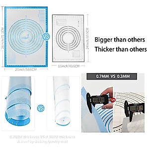 Nonstick Silicone Pastry Mat Extra Large with Measurements 28''By 20'' for Silicone Baking Mat, Counter Mat, Dough Rolling Mat,Fondant/Pie Crust Mat By Folksy Super Kitchen (20×28, Blue)