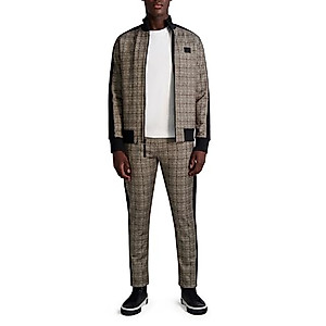 Karl Lagerfeld Paris Men's Track Pant, Brown Plaid