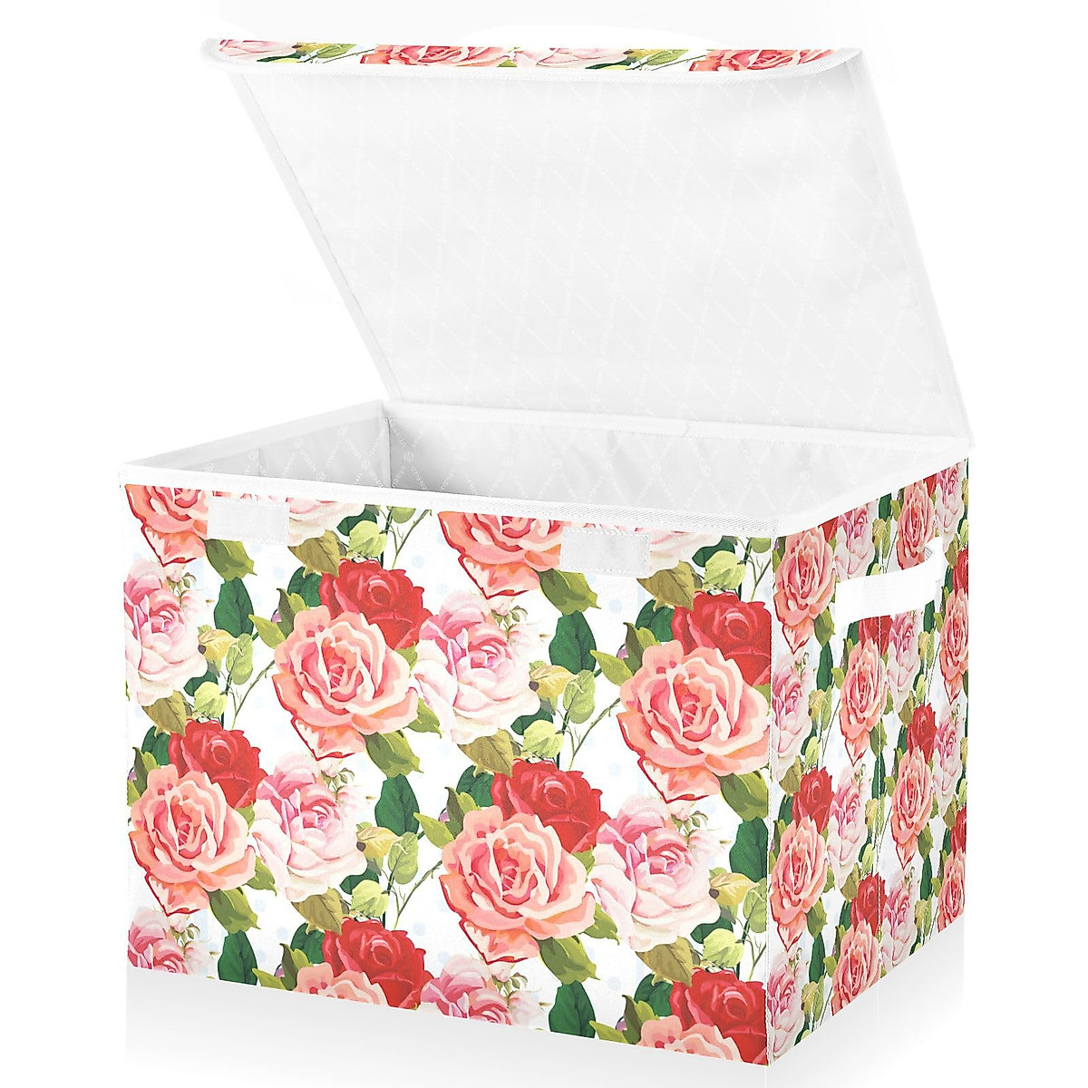 xigua Rose Storage Bin with Lids Larger Collapsible Decorative Cube Storage Bins with Handles Divider for Bedroom Closet Living Room