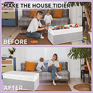 Kids Toy Box, Extra Large Toy Chest for Boy and Girl, 118L Toy Storage Organizer Stuffed Animals Holder with Removable Divider and Sturdy Handle for Nursery, Bedroom, Living room, 36"L x 12.6"W x 16"H