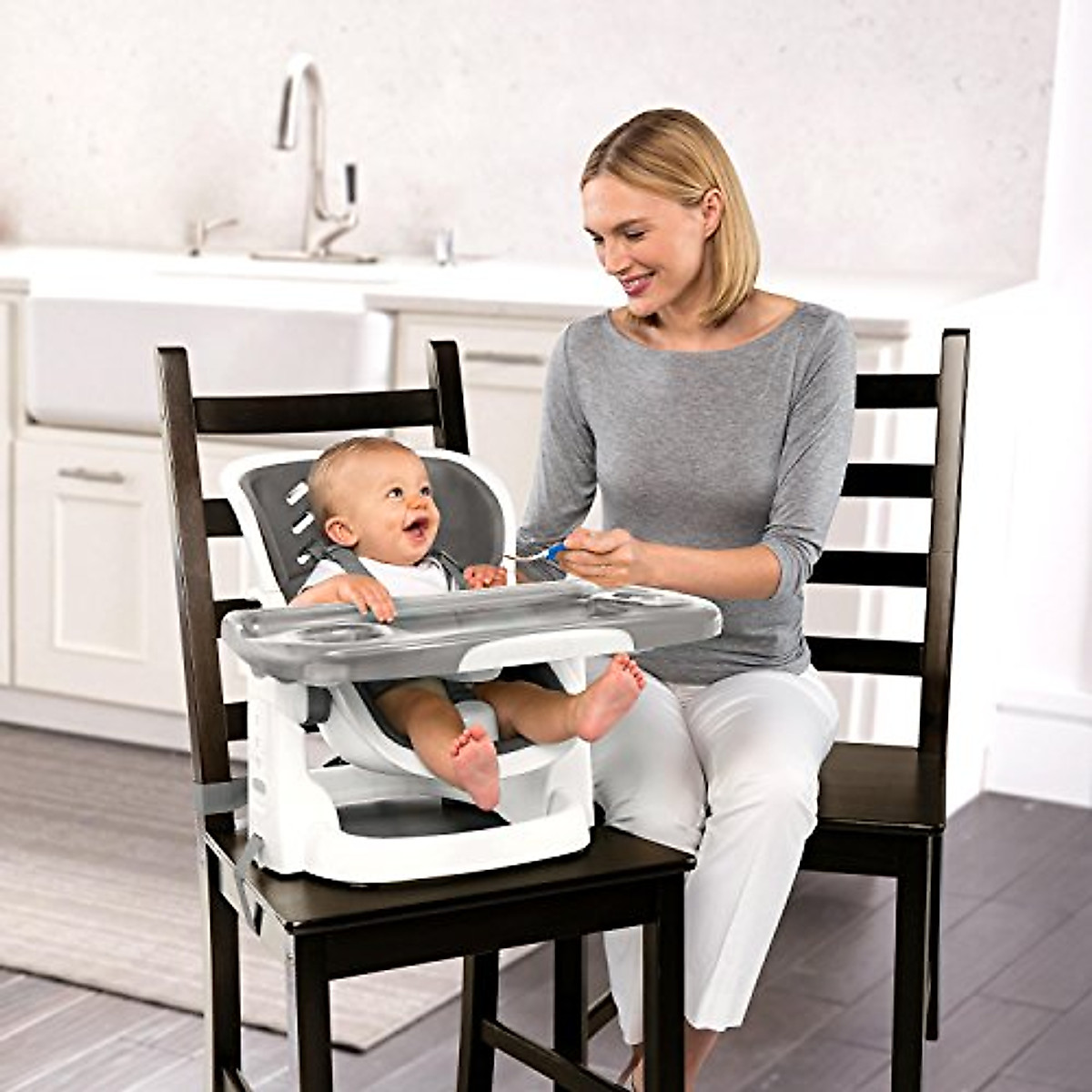 Ingenuity Infant-to-Toddler SmartClean ChairMate High Chair Booster Seat - Slate , 22.25x21.25x24 Inch (Pack of 1)