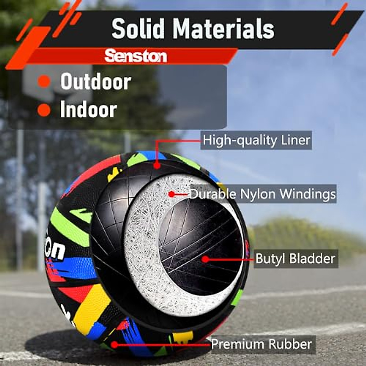 Senston 29.5 Basketball Size 7 Basketball Ball Official Size 7 Street Basketballs with Pump