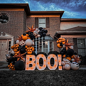 Wecepar 149pcs Halloween Balloon Garland Arch Kit Black Orange Sand White Balloon with Spider Elves and Moon Cat Foil Balloons for Birthday Halloween Day Party Decorations