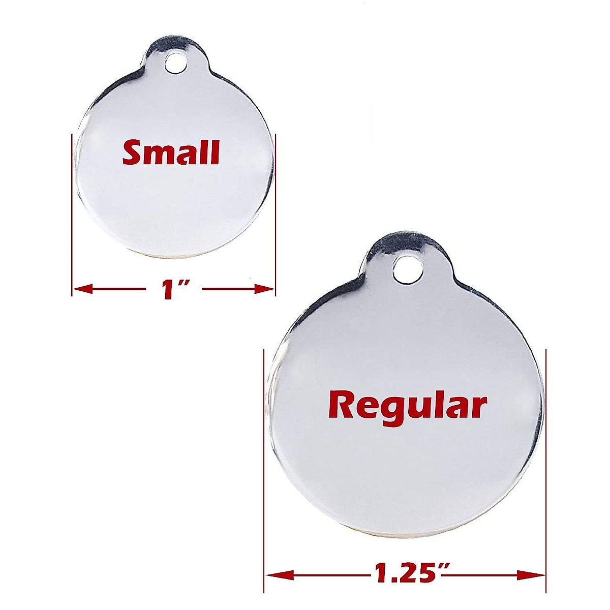 Personalized Dog Tag with 5 Lines of Custom Deep Engraved Durable Stainless Steel Pet ID Name Tag Designer Small Size Round