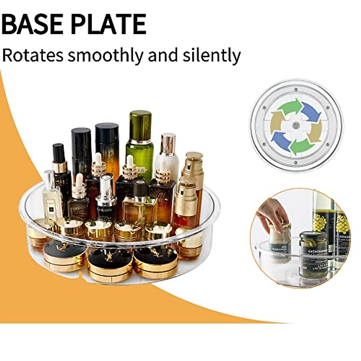 vacane Clear 10" Lazy Susan Organizer, Plastic Lazy Susan Turntable for Cabinet Rotating Pantry Lazy Susan Cabinet Organizer, Refrigerator, Bathroom Makeup Perfume Organizer