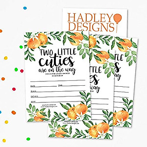 25 Two Little Cuties Baby Shower Invitations, Sprinkle Invite For Boy or Girl Twins, Coed Garden Gender Reveal Neutral Theme, Cute Boho Fill or Write In Blank Printable Card, Floral Party DIY Supplies