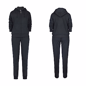 Gary Com 2 Piece Outfits Women's Fleece Sherpa Lined Sweatsuits Long Sleeve Hoodie and Sweat Pants Winter Warm Tracksuit Set Jogging Zip Up Workout Suit