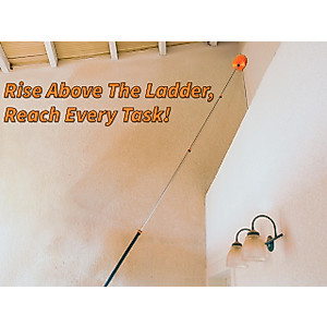 30 Foot High Reach Duster Kit with 7-24 ft Extension Pole // High Ceiling Dusting and Window Cleaning Kit with Telescopic Pole // Window Washer & Squeegee, Cobweb Duster, Fan Blade and Feather Duster