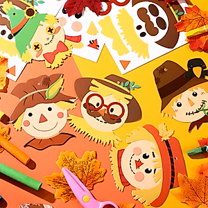 Yexiya 24 Pieces Fall Scarecrow Head Craft Kits Assorted Scarecrow DIY Ornaments for Kids Art Gift Favors Autumn Thanksgiving Project Home Classroom Game Activities