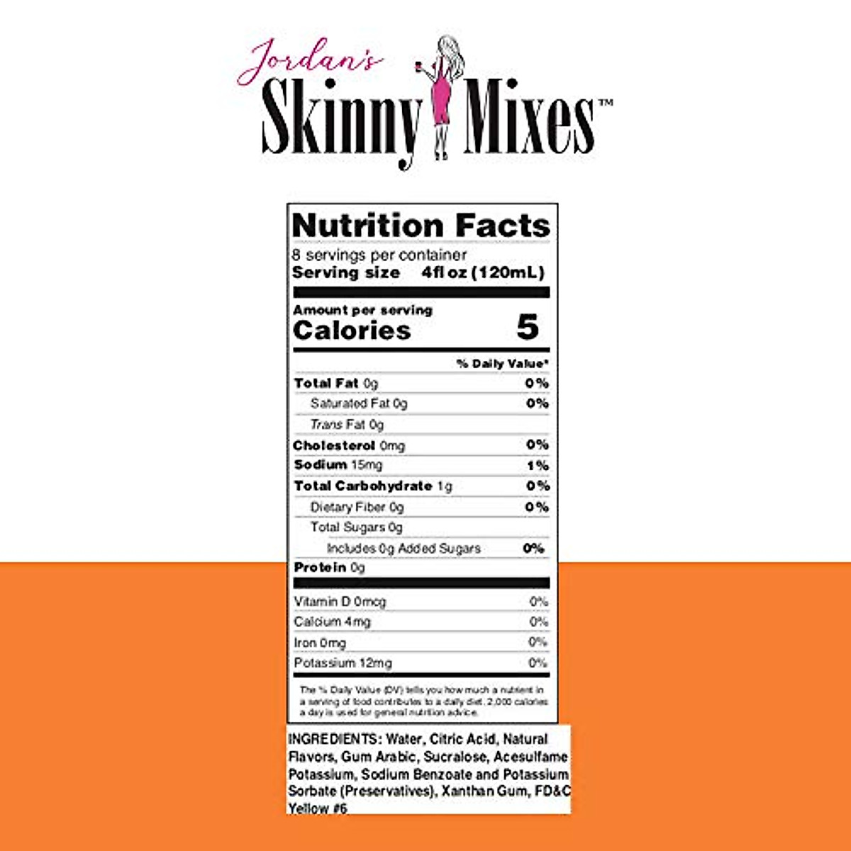 Jordan's Skinny Mixes Sugar Free Peach Bellini Mix, Flavored Cocktail Mixer for Drinks, Peach Drink Flavoring for Cocktails & Mocktails, Low Calorie, Gluten Free, Keto Friendly, 32 Fl Oz, 1 Pack