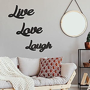 3 Pieces Wooden Cutout Sign Rustic Wood Word Sign Decorative Wooden Block Word Signs Wooden Letter Sign Freestanding Wood Sign Farmhouse Home Decor for Living Room Wall Decor (Live, Love, Laugh)