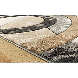 MDA Home Orelsi Gray/Cream Contemporary Polypropylene Area Rug - 5'2" x 7'5"