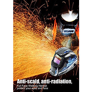 Full Face Welding Mask Auto Darkening Welding Helmet Head Protection For Tig Mig Arc Weld Grinding Blue