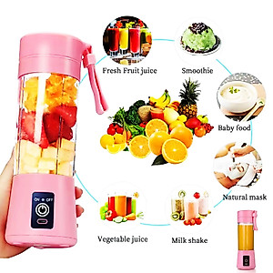 Portable Blender, Personal Blender Portable, USB Portable Blender for Smoothies with 6 Ultra Sharp Blades, Portable Blenders for Travel/Picnic/Office/Gym Pink