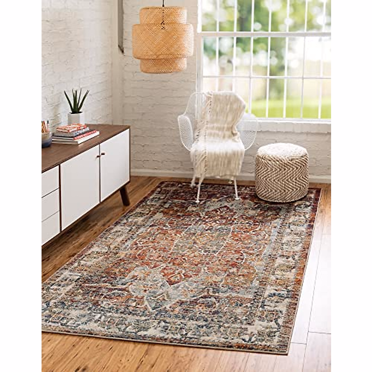 Unique Loom Isabella Collection Area Rug - Adjani (5' 1" x 8' Rectangle, Multi/ Beige)