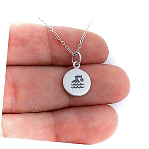 Swimmer Necklace - 925 Sterling Silver - Swimming Olympic Sports Athlete Charm Charm Pendant Necklace for Women