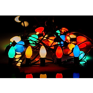 25-Pack C7 Multicolor 7-Watt Christmas Light Bulbs, Ceramic Base, Extended Life