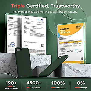 TOCOL 3 in 1 for iPhone SE Case 2020/2022, iPhone 8/7 Case, with 2 Pack Screen Protector, Slim Liquid Silicone Shockproof Phone Case 4.7 Inch, [Anti-Scratch] [Drop Protection], Alpine Green