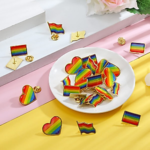 48 Pcs Gay Pride Pin Set Rainbow Heart Flag Lapel Pins Transgender Pins Lgbtq Accessories Pride Pins Lgbtq Gay Pride Buttons Men Women's Brooches Pins for Clothes Bags (Rainbow)