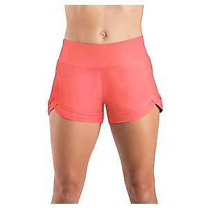 Women's Lightweight Running Shorts with Mesh Linner 3" WOD Workout Athletic Shorts for Women with Phone Pocket Coral Red