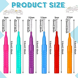 Yinder 100 Pcs Braces Brushes for Cleaner Interdental Brush Toothpicks Teeth Cleaning Soft Flossing Heads Floss Dental Tools Braces Flossers Tooth Picks Flossers with Bristles, 6 Colors and Sizes