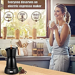 SHANGSKY Coffee Pot Electric Coffe Maker 6 Cup, Espresso Coffee Maker Cafeteras Electricas Italian Coffee Pot Espresso Makers Portable Aluminum Electric Mocha Pot Electric Moka Makers