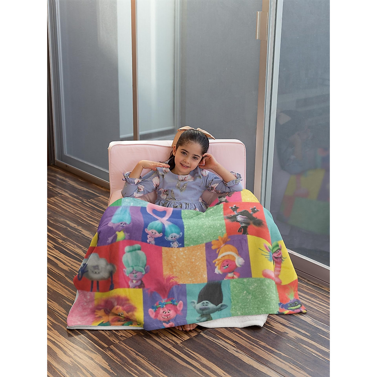 Trolls Blanket | Trolls Band Together Fleece Blanket | Trolls Throw Blanket | Soft Fleece Blanket | 45 x 60 Inches | Includes 2 Collectible Buttons | Officially Licensed