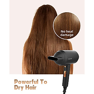 WIZCHARK Hair Dryer with Diffuser, Ceramic Ionic Blow Dryer for Women Curly Hair, Lightweight Compact Professional Salon Hairdryer with Diffuser Attachment, Cool Air Button 2 Speeds/Heats, Black