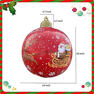 2023 Outdoor Christmas Inflatable Decorations With LED Light - 24 Inch Remote Control Christmas PVC Inflatable Ball Ornament For Xmas Holiday Yard Tree Pool Decorations