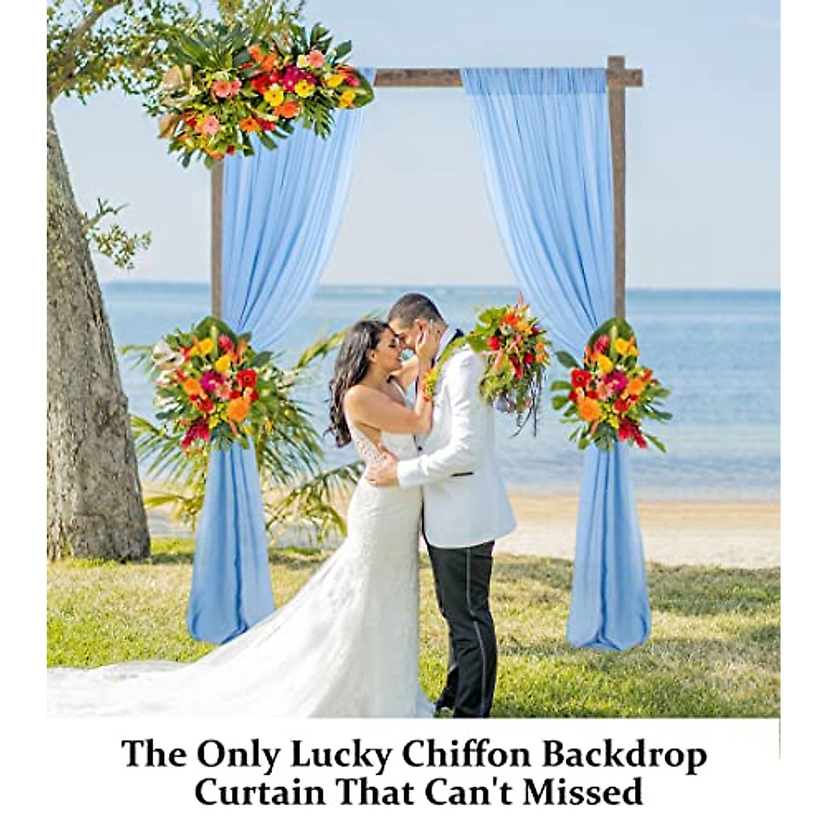 Chiffon Backdrop Curtain 10FT Long Baby Blue Chiffon Fabric Drapes for Wedding Ceremony Sheer Curtains 2 Panels 29''x120'' Photography Backdrop Drapes Sky Blue Polyester Chiffon Backdrop