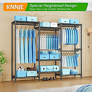 KnnJe Garment Rack Heavy Duty Clothes Rack Clothes Racks for Hanging Clothes, S7 + S60