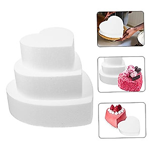 Abaodam 3pcs Foam Cake Mold Wedding Decor Cake Stand Tools Multi-Function Cake Dummies Cake Dummy Tool Practicing Fake Cake Gathering Fake Cake Decorations White Heart-Shaped